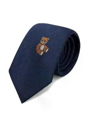 Moschino Teddy Bear Embroidered Tie - Blue