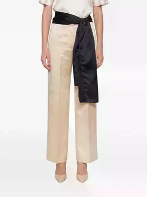 FORTE_FORTE Satin-finish Tie-waist Straight Trousers
