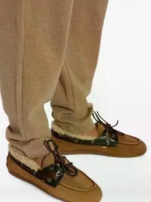 POSA Shearling-lined Leather Boat Shoes