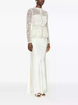SELF-PORTRAIT Sequin-embellished Peplum Maxi Dress
