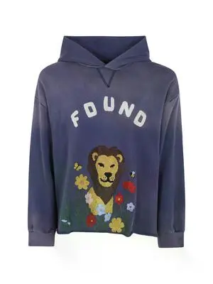 FOUND Logo-embroidered Lion-patch Hoodie
