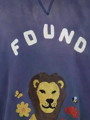FOUND Logo-embroidered Lion-patch Hoodie