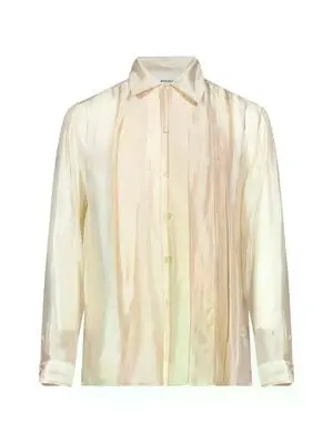 Our Legacy Pleated Frayed-hem Shirt - Neutrals