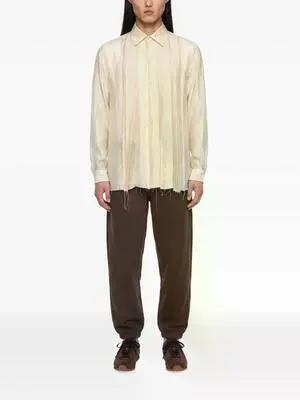 Our Legacy Pleated Frayed-hem Shirt