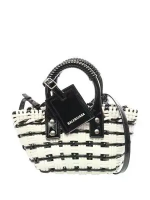 Balenciaga 2015-2026 Faux Leather Bistro Basket Bag Xxs Satchel - White