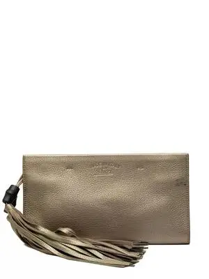 Gucci 2000-2015 Metallic Calfskin Bamboo Tassel Clutch Bag - Brown