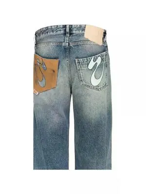 PDF Distressed Graphic-print Straight-leg Jeans