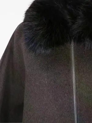 GIOVANNI PARIS Clementine Faux-fur Trim Zip-up Cape