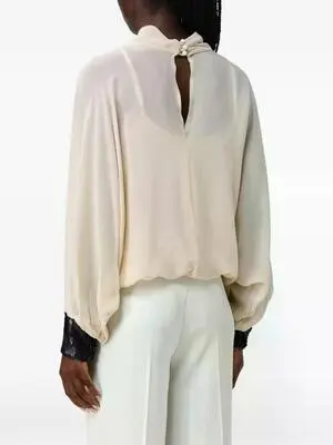HANITA Sequin-cuff High-neck Top