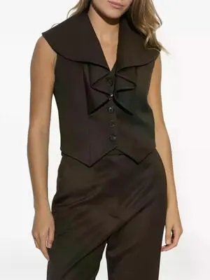 Alexander McQueen Ruffled-collar Wool Waistcoat - Brown
