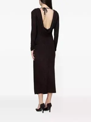 HANITA Glitter-effect Ruched Midi Dress