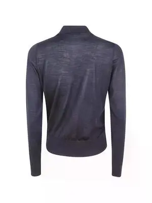 NUUR Button-up Polo-neck Sweater - Blue