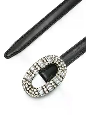 Ermanno Scervino Crystal-embellished Leather Belt - Black