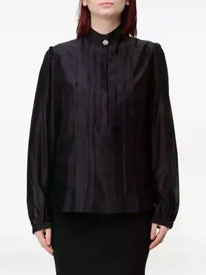 HANITA Crystal-embellished Pintuck-detail Blouse - Black