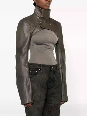 Rick Owens Microbiker Cropped Leather Jacket