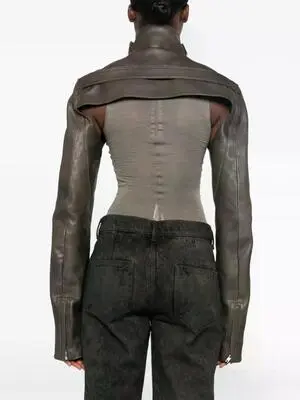 Rick Owens Microbiker Cropped Leather Jacket