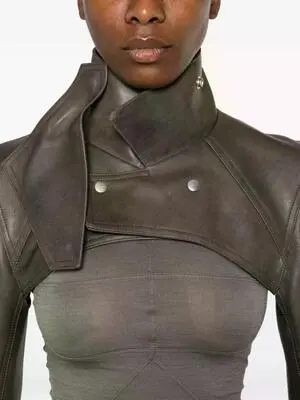 Rick Owens Microbiker Cropped Leather Jacket