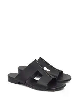 Hermès Contrast-stitch Flat Sandals - Black