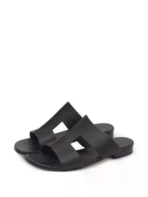 Hermès Contrast-stitch Flat Sandals - Black