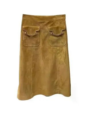 Gucci Chain-detail Suede Midi Skirt - Brown