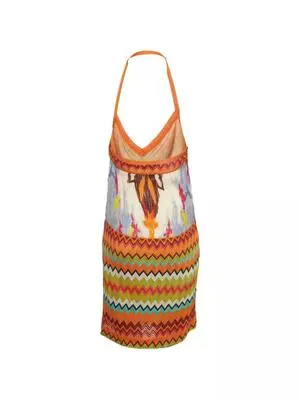 Missoni Chevron-knit Halter-neck Mini Dress