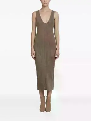 JAMES PERSE Rib-knit Sleeveless Midi Dress - Neutrals