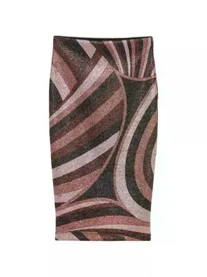Emilio Pucci Iride-print Glittered Midi Skirt - Brown