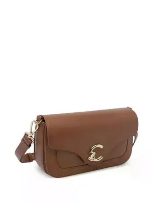 COCCINELLE Medium C-me Logo-plaque Pebbled-leather Shoulder Bag - Brown