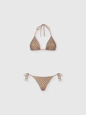 Missoni Bikini In Lamé Viscose With Spiderweb Pattern - Brown