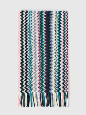 Missoni Zigzag Wool Scarf With Fringes - Multicoloured