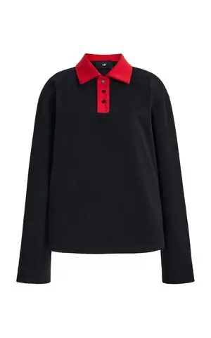 LII Contrast-collar Cotton Polo - Black