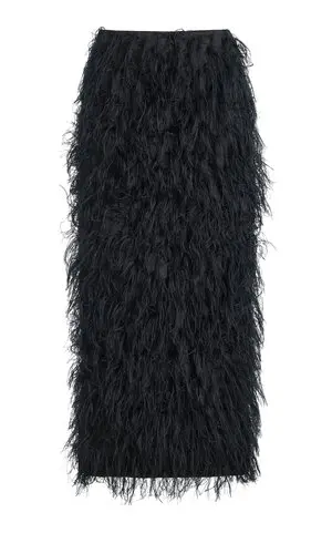 SIMKHAI Jade Fringe Jacquard Midi Skirt S