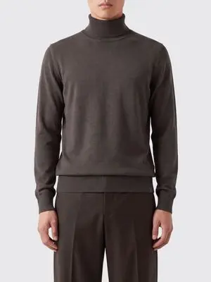 FAY Pure Virgin Wool Turtleneck Sweater With Ribbed Collar - Brown
