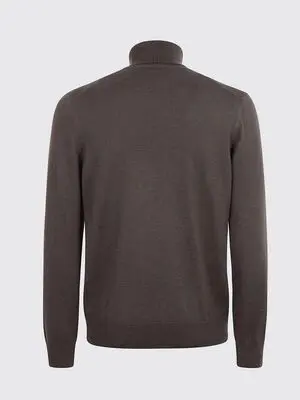 FAY Pure Virgin Wool Turtleneck Sweater With Ribbed Collar - Brown