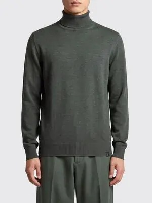 FAY Pure Virgin Wool Turtleneck Sweater With Ribbed Collar - Green