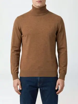 FAY Pure Virgin Wool Turtleneck Sweater With Ribbed Collar - Leather