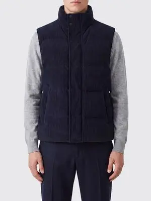 Herno Quilted Velvet Padded Vest With High Neck - Blue
