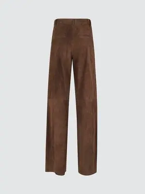 ARMA High-waisted Pleated Straight Suede Lambskin Pants