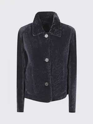 ARMA Cropped Shearling Shirt Jacket With Classic Collar And Button Closure