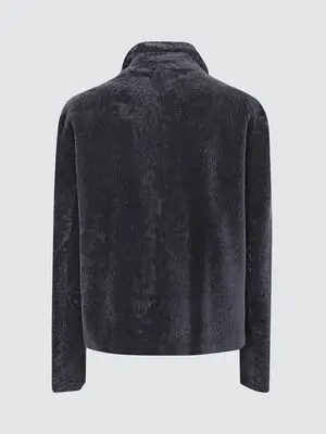 ARMA Cropped Shearling Shirt Jacket With Classic Collar And Button Closure