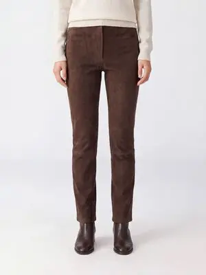 ARMA High-waisted Skinny Pants In Suede Lambskin With Back Welt Pockets
