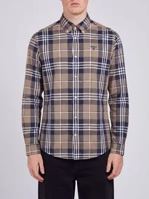 Barbour Long-sleeved Tartan Cotton Shirt With Button-down Collar - Brown