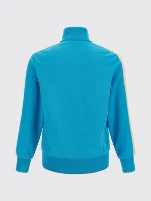 Palm Angels Technical Fabric Track Jacket With High Neck And Contrast Logo - Blue