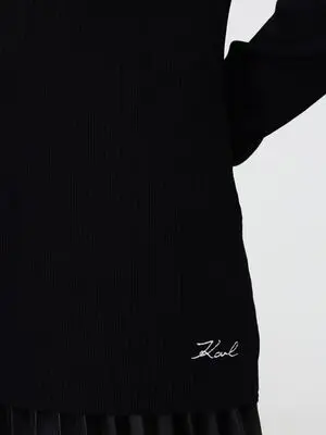 Karl Lagerfeld V-neck Viscose Blend Sweater With Long Sleeves And Applied Logo