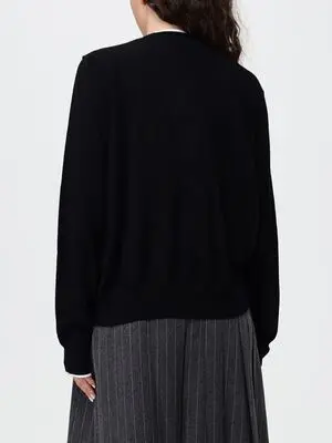 Karl Lagerfeld V-neck Cardigan In 100% Merino Wool With Contrast Trims