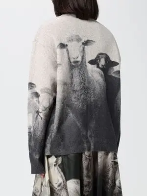 Moschino Relaxed Fit Graphic Print Sweater In A Wool And Silk Blend