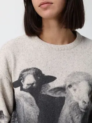 Moschino Relaxed Fit Graphic Print Sweater In A Wool And Silk Blend