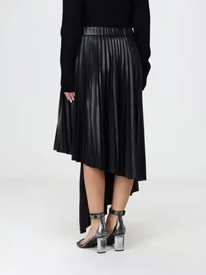 Karl Lagerfeld High-waisted Asymmetrical Pleated Midi Skirt In Faux Leather