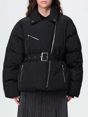Karl Lagerfeld Cropped Biker Puffer Jacket In Recycled Polyester With Belt