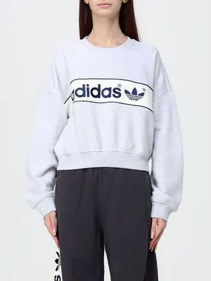 ADIDAS ORIGINALS Relaxed Fit Crewneck Sweatshirt In Cotton Blend With Contrast Logo - Grey